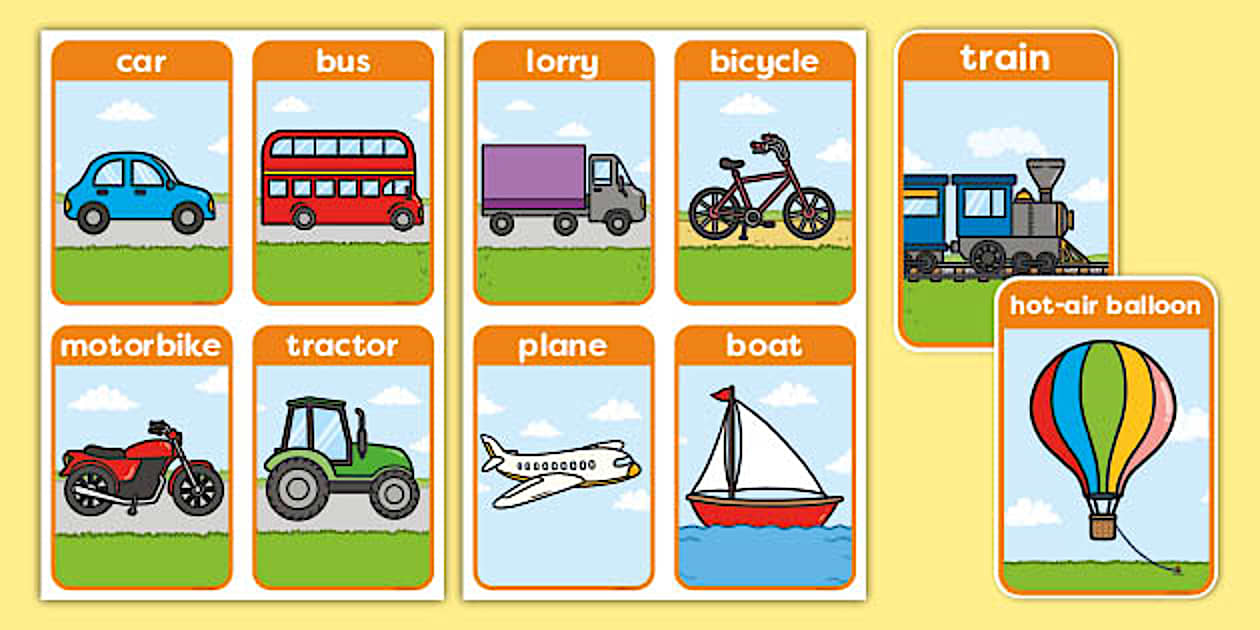 Originals First Words Flashcards: Transport (teacher made)
