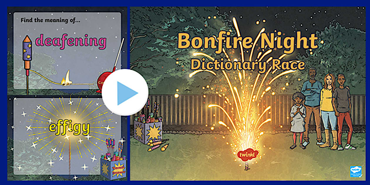 Bonfire Night and Fireworks Dictionary Race PowerPoint Activity Game