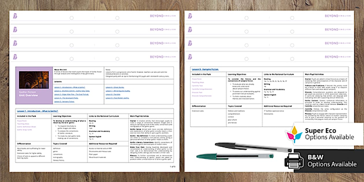 FREE! - KS3 Gothic Fiction Unit Overview | Gothic Literature | Beyond