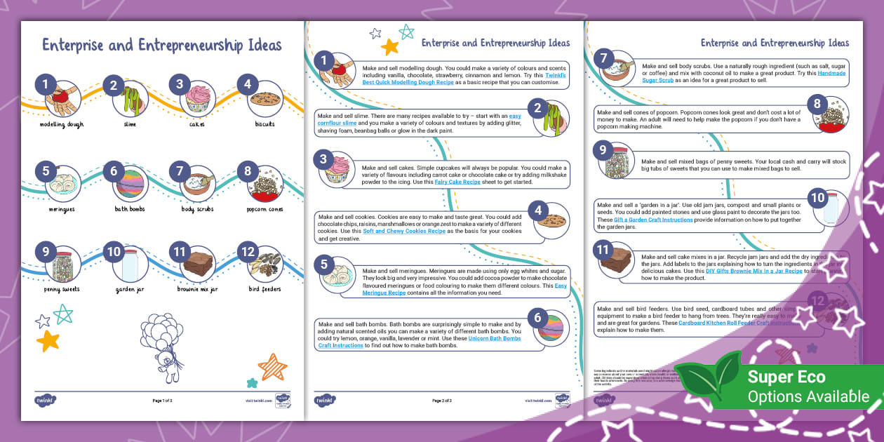 Enterprise and Entrepreneurship Ideas Checklist - Twinkl