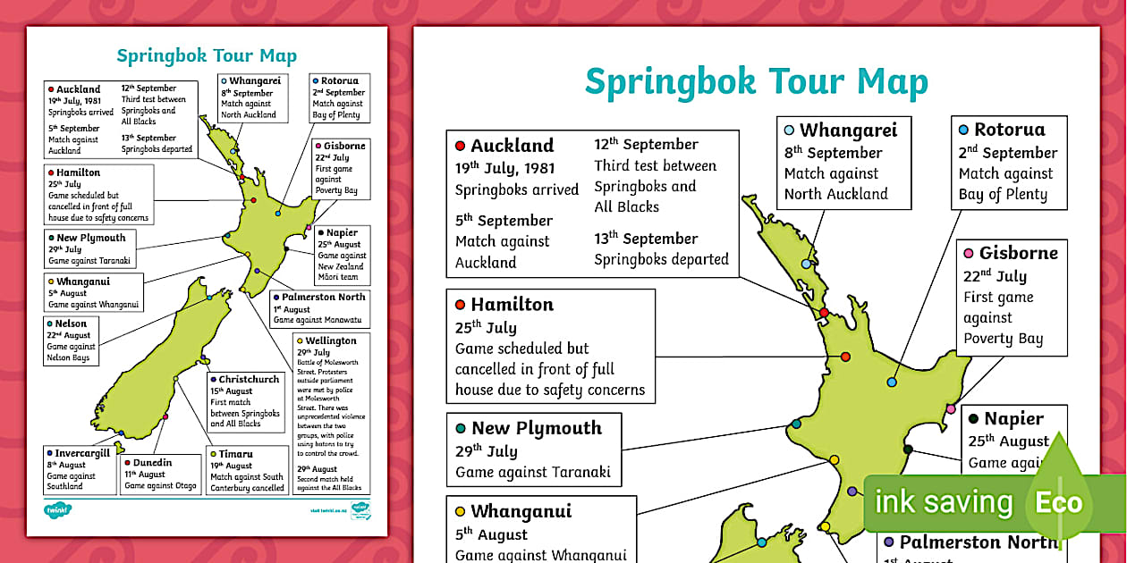 Springbok Tour Map (teacher made) - Twinkl