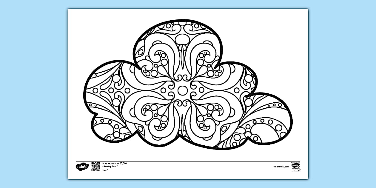 Mindfulness Clouds Colouring Page (teacher made) - Twinkl