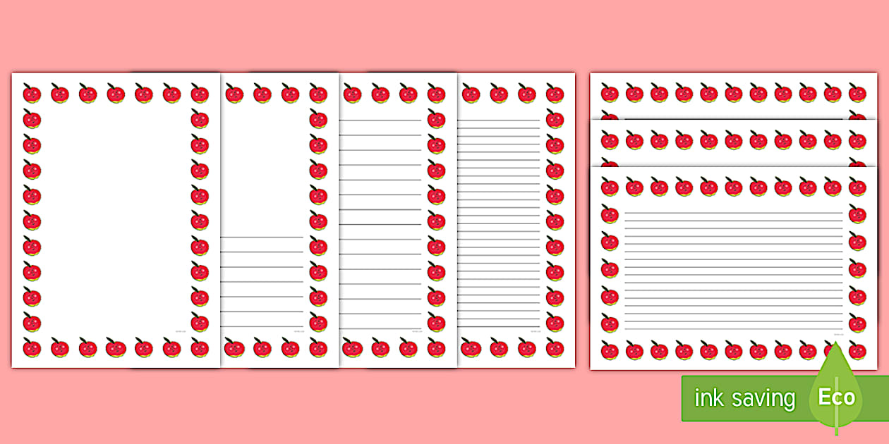 Editable Smiley Apple Page Borders (teacher made) - Twinkl