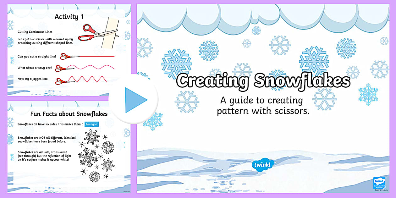 CfE (Second) Winter Art Lesson 3: Creating snowflakes PowerPoint