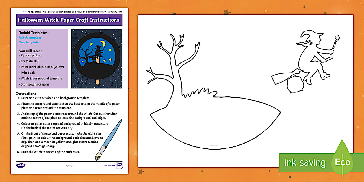 Halloween Witch Paper Craft Activity - Themed - Template - Art ...