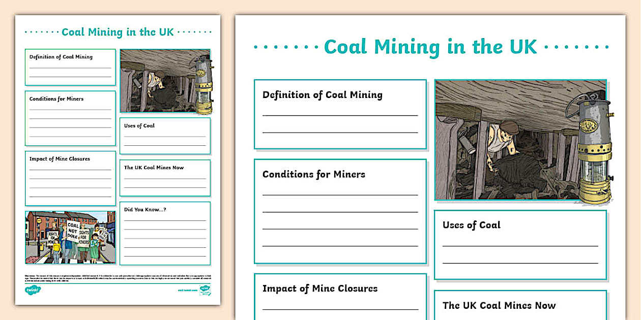 Coal Mining Fact File Template (teacher made) - Twinkl