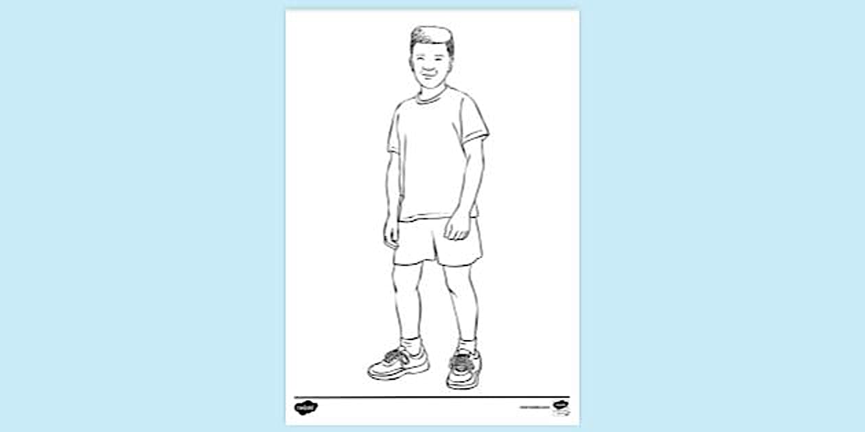 Boy in PE Kit Colouring Sheet | Colouring Sheets - Twinkl