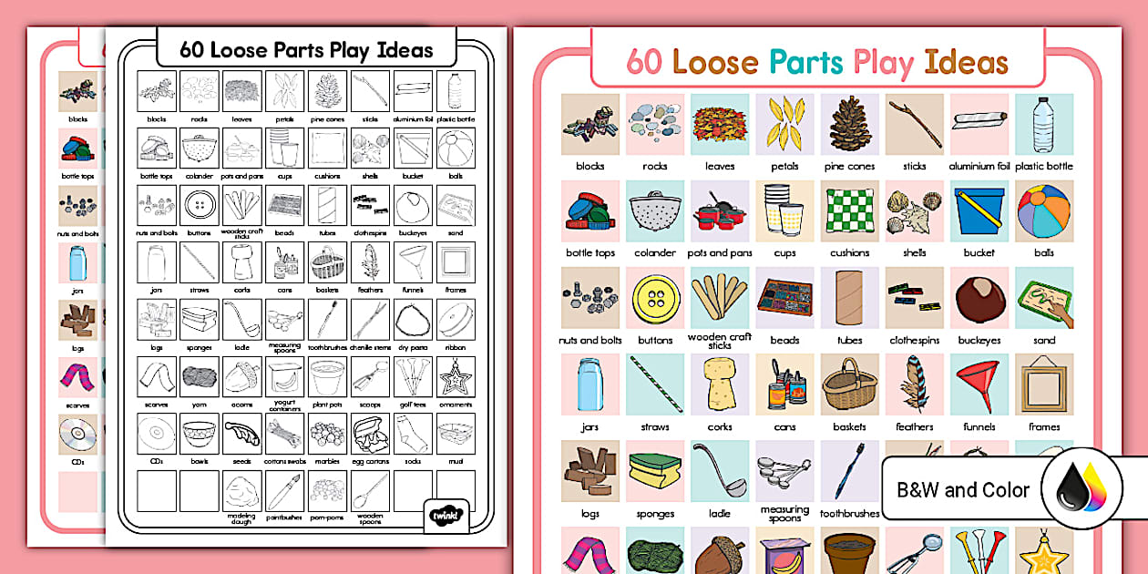 60 Loose Parts Play Ideas Poster (teacher made) - Twinkl