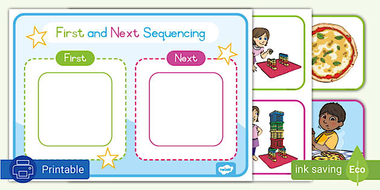 First and Next Sequencing Activity Mat (teacher made)
