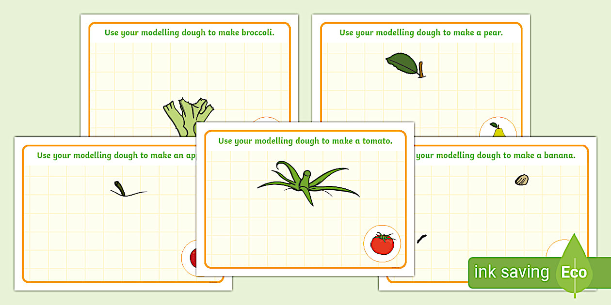 Editable Fruit and Vegetable Modelling Dough Mats - Twinkl