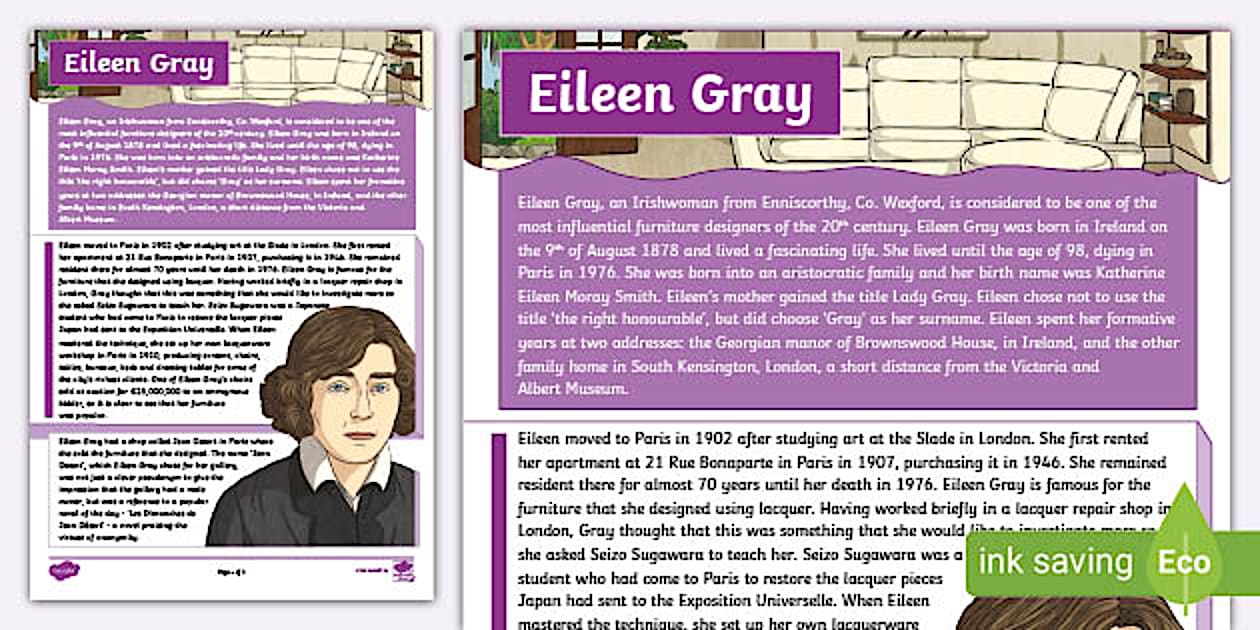 Eileen Gray Reading Comprehension (teacher made) - Twinkl