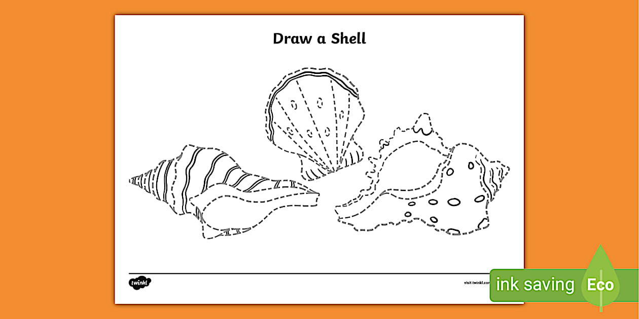 Kindergarten Draw a Shell Pencil Control Activity - Twinkl