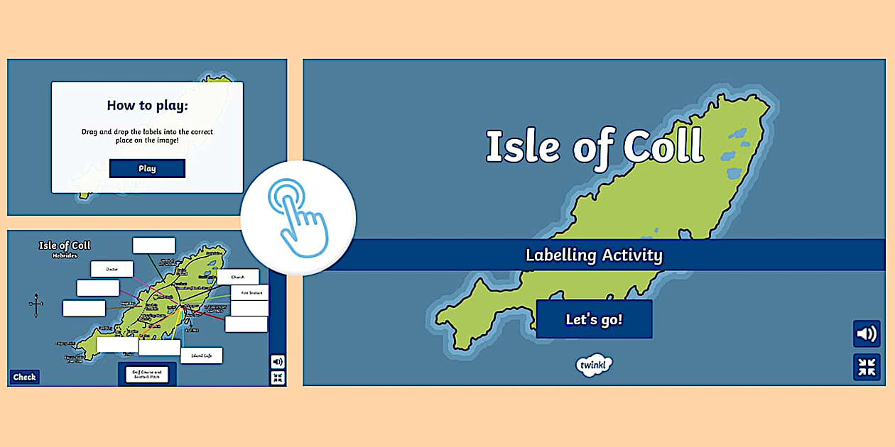 Map of Isle of Coll - Interactive Labelling Activity