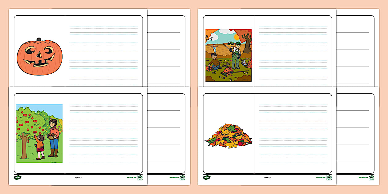 Look and Write About Autumn Activity Sheets - Twinkl