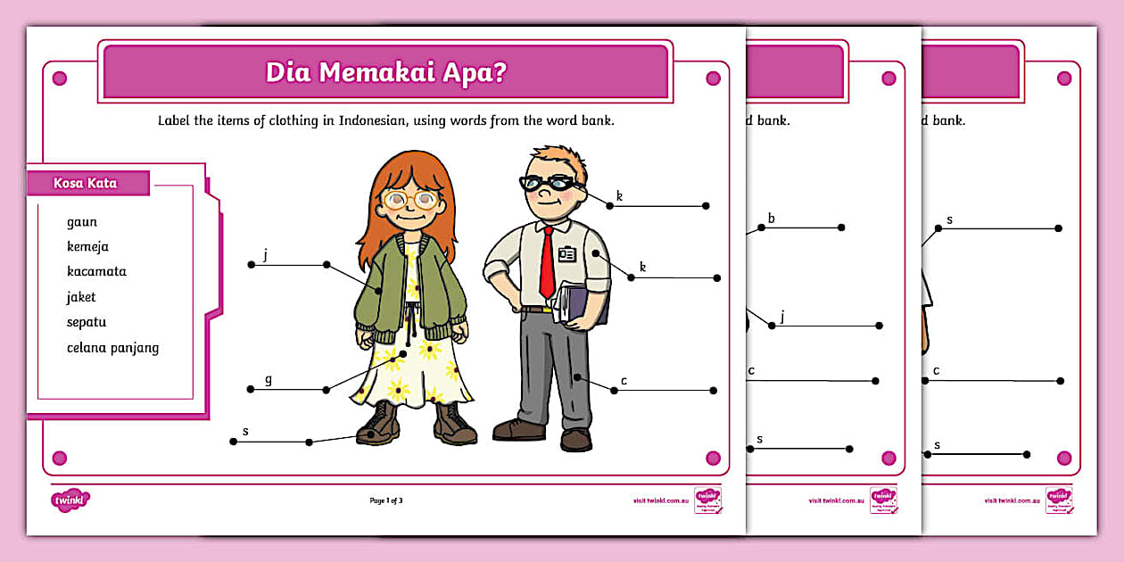 Clothes Labelling Activity - Indonesian (teacher made)