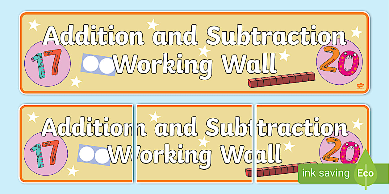 Addition and Subtraction Working Wall Display Banner