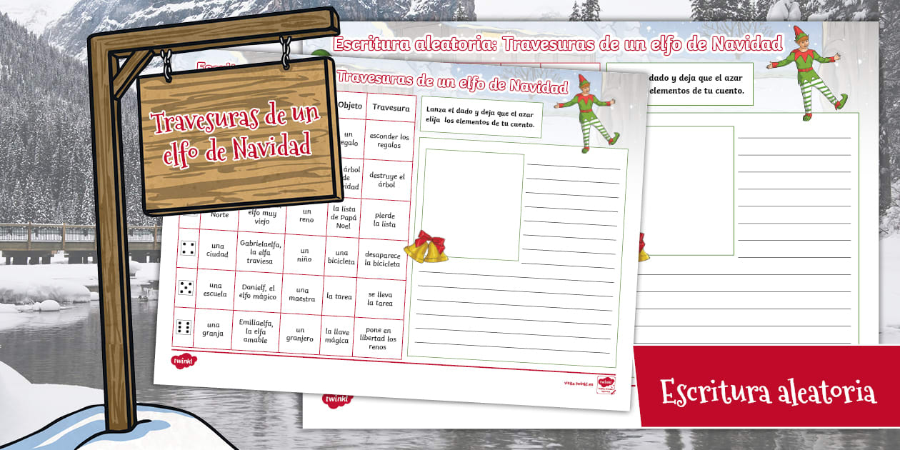 Ficha de actividad: Escritura aleatoria - Travesuras de un elfo de Navidad