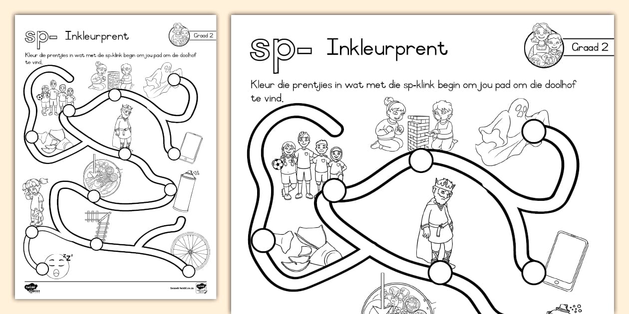 Graad 2 Klanke Inkleurprent sp- (teacher made) - Twinkl