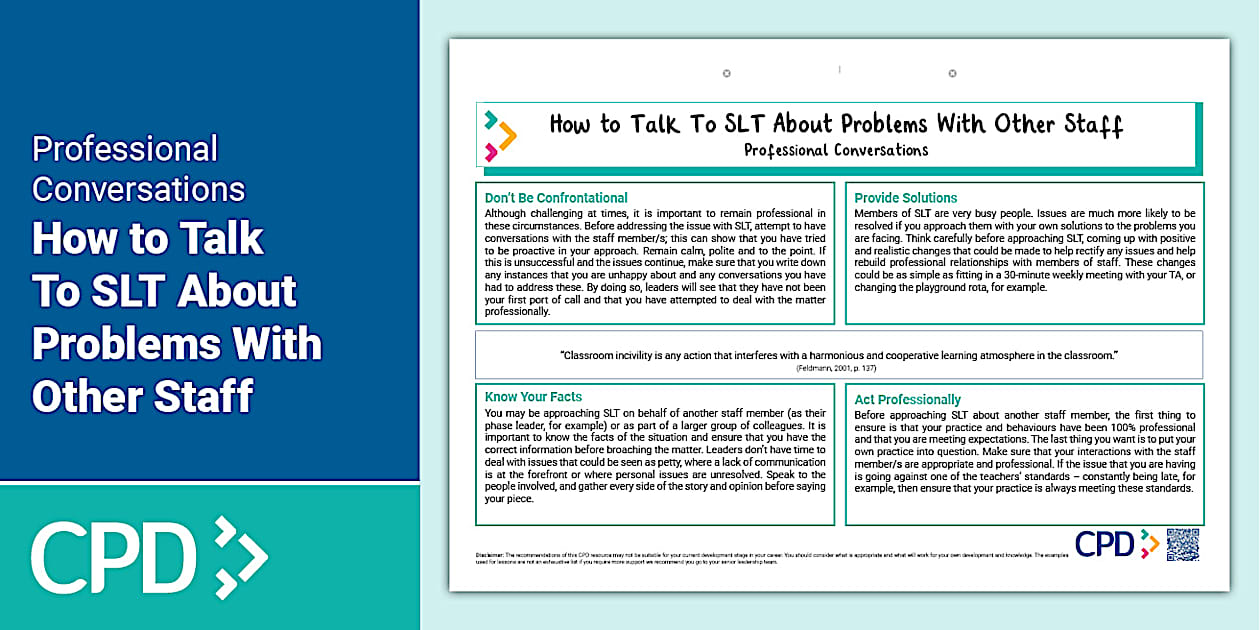 How to Talk to SLT About Problems With Other Staff - Twinkl