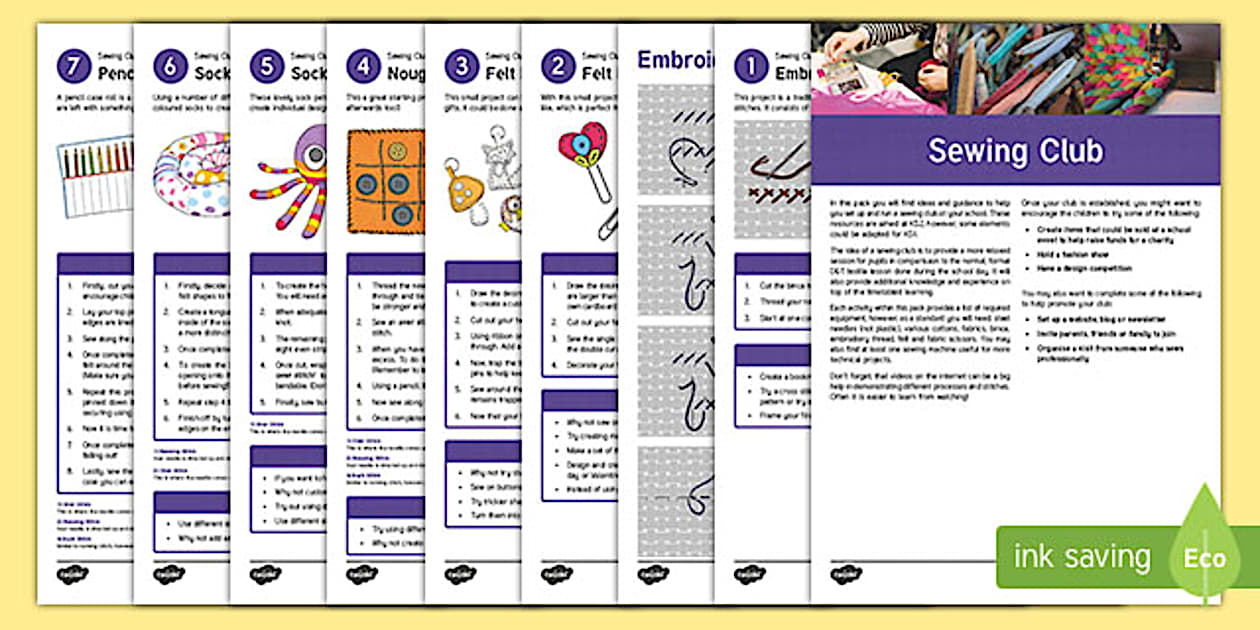 Sewing Club Guidance and Plans for Teachers (teacher made)