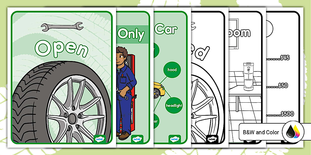 Auto Repair Shop Dramatic Play Posters (teacher made)