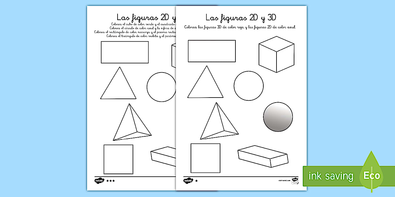 Hojas de colorear: Las figuras 2D y 3D