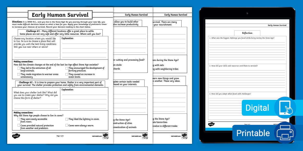 Early Humans Survival Activity Sheet | History | Twinkl USA