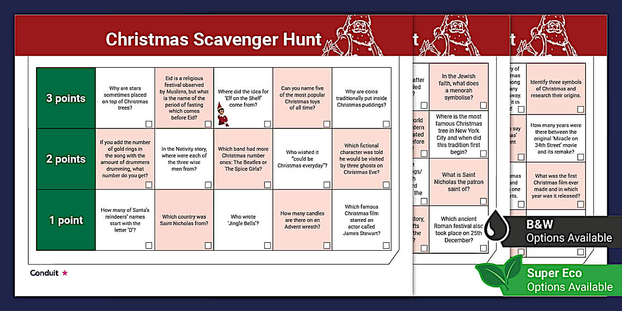 Differentiated Christmas Scavenger Hunt - Twinkl