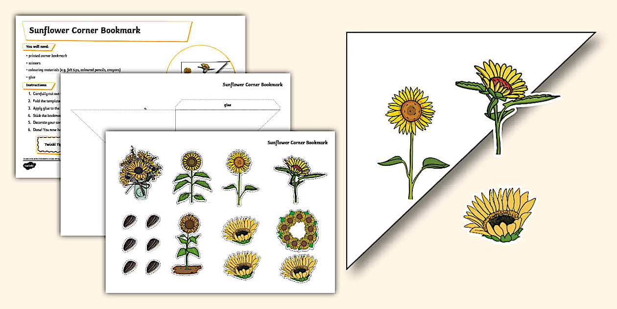 * NEW * Sunflower Corner Bookmark (Teacher-Made) - Twinkl