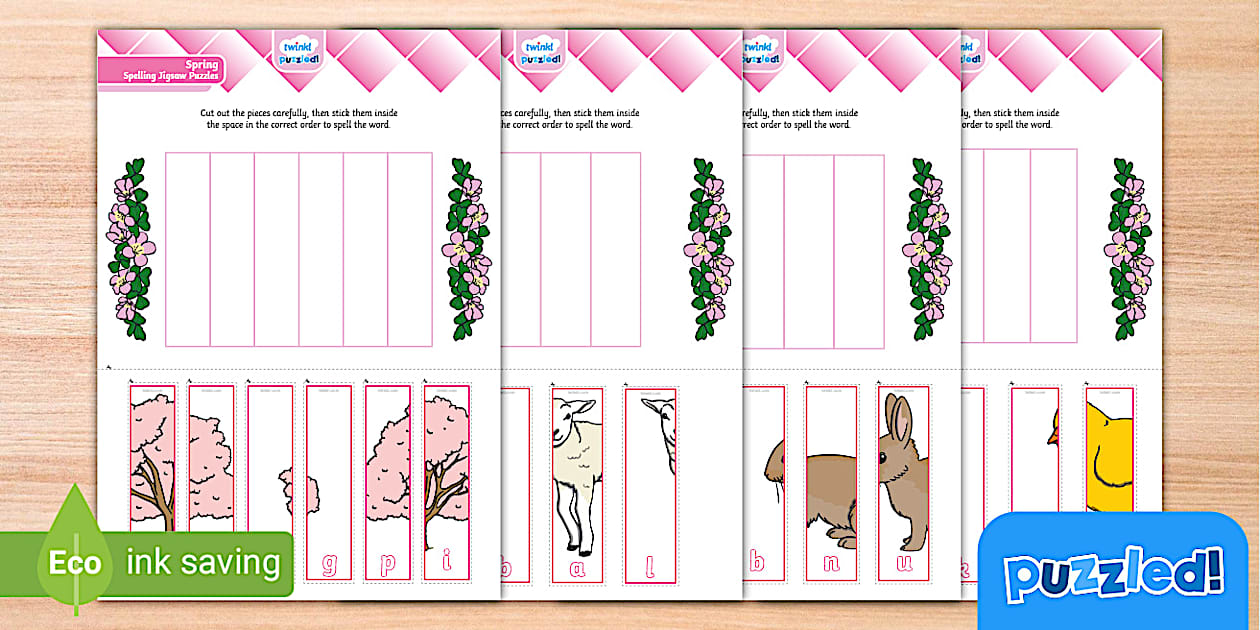 Spring Spelling Jigsaw Puzzles Worksheets | Spring | puzzles