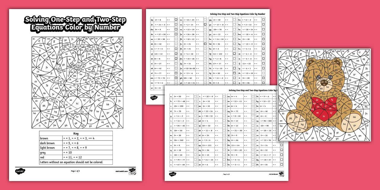 8th Gr Solving One-Step and Two-Step Equations Bear Activity