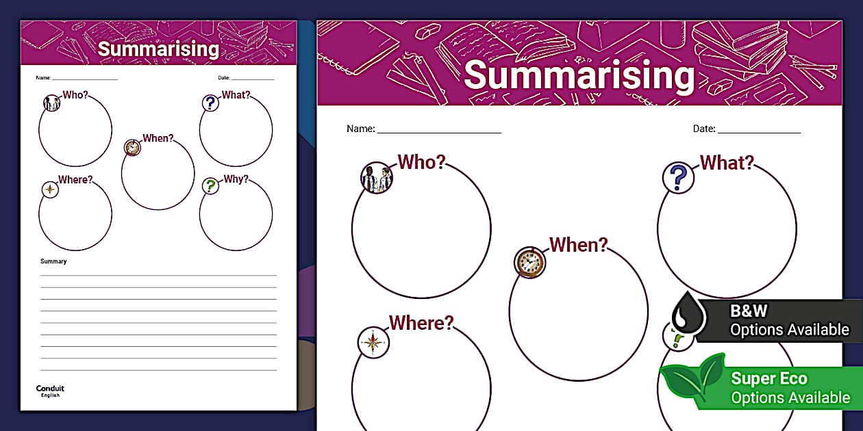 Reinforcing Summarising After Reading/Before Writing Activity