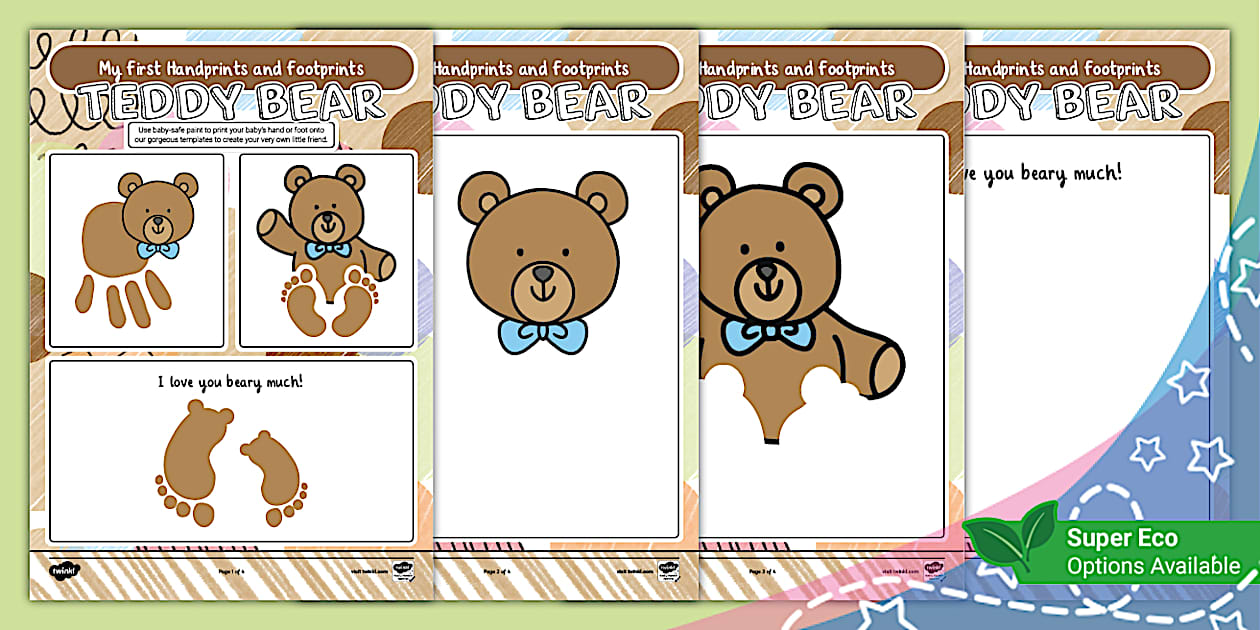 My First Teddy Bear Prints Activity | Early years - Twinkl
