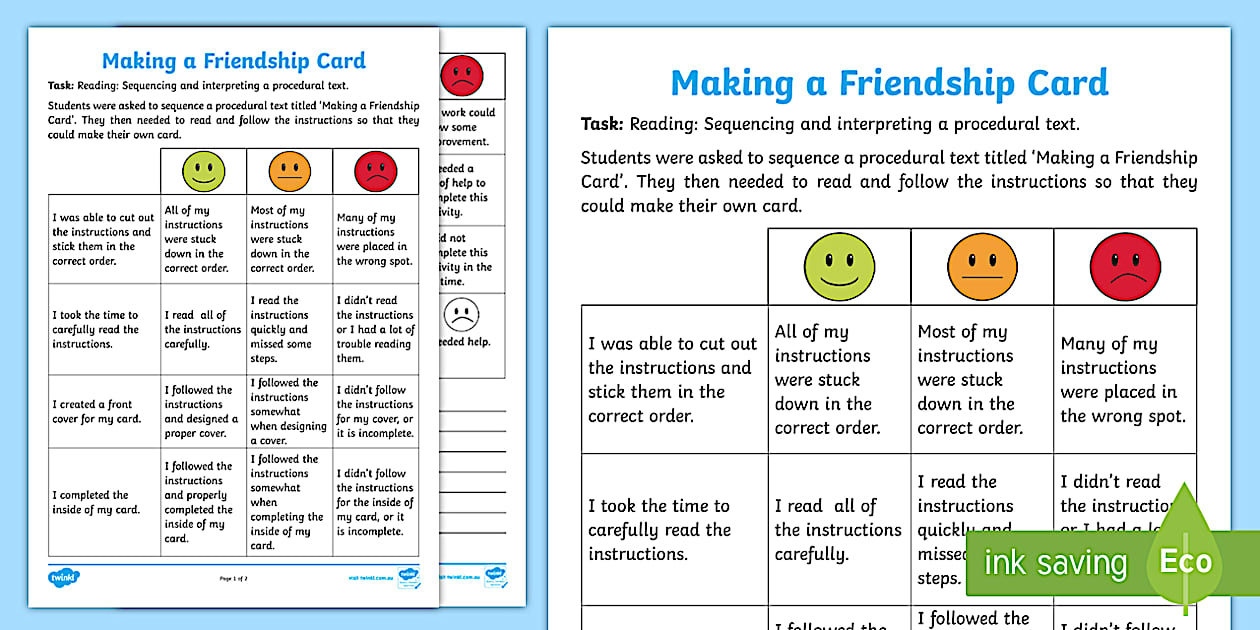 Making a Friendship Card Assessment Tracker (teacher made)