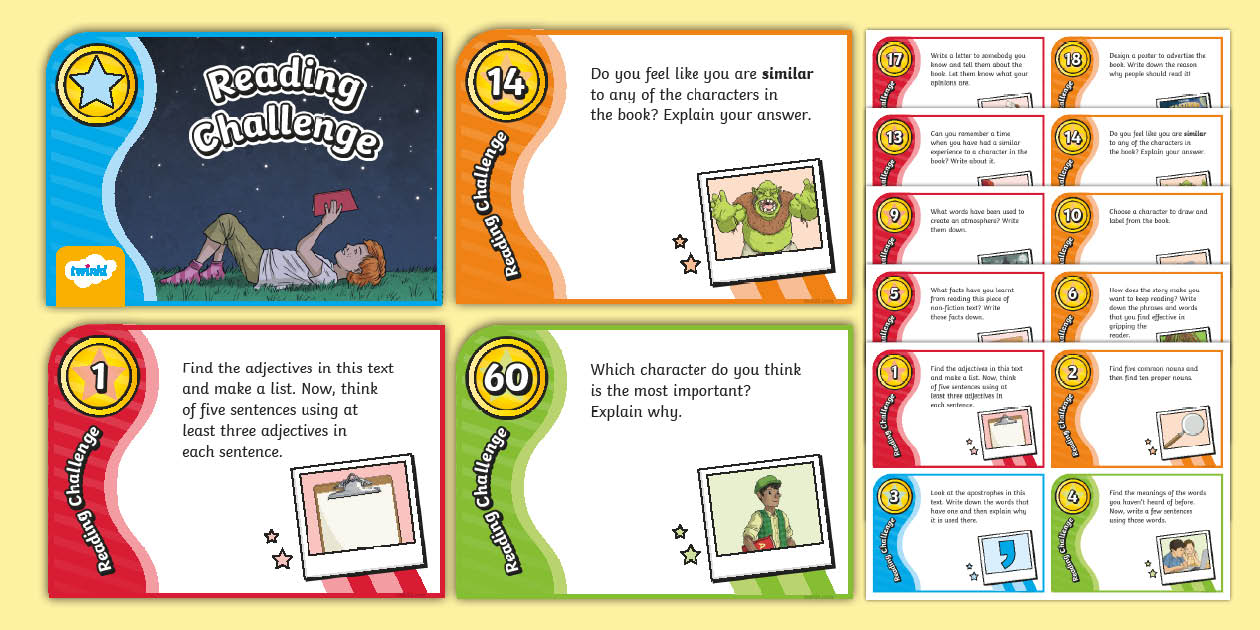 Reading Challenge Cards (teacher made) - Twinkl