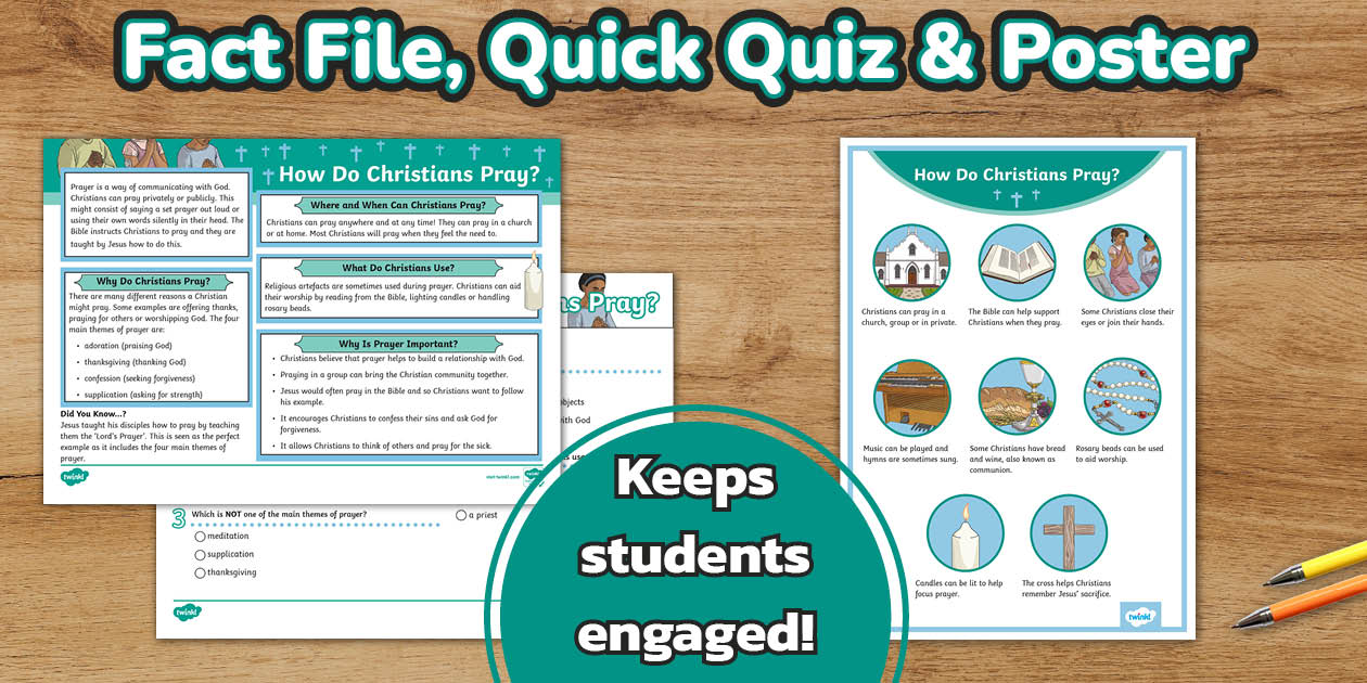 KS2 How Do Christians Pray Fact File and Poster - Twinkl