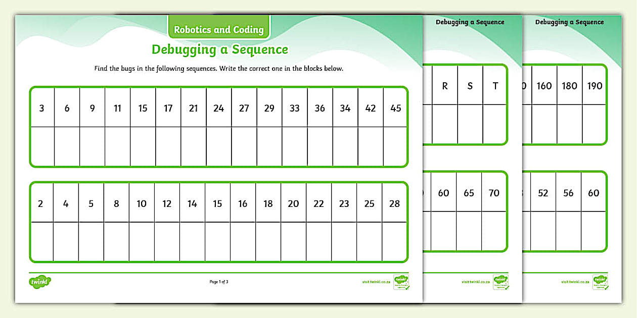 Robotics And Coding Debugging Number Sequence Twinkl