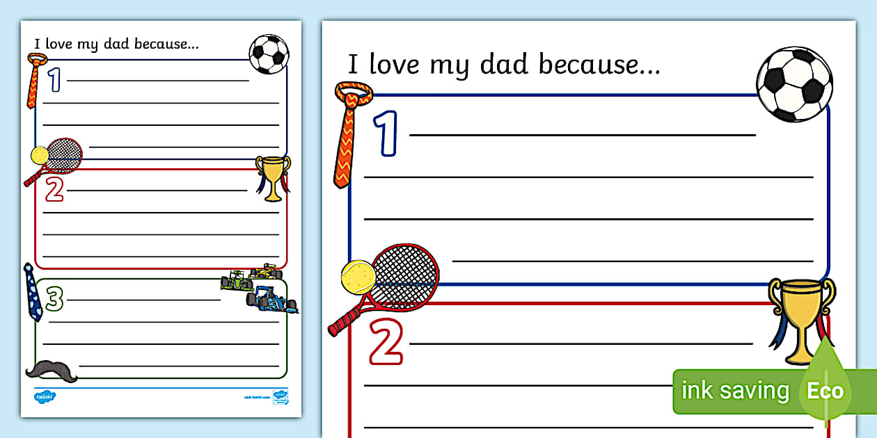 I Love my Dad Writing Templates