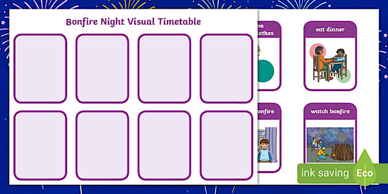 Bonfire Night Visual Timetable (teacher made) - Twinkl