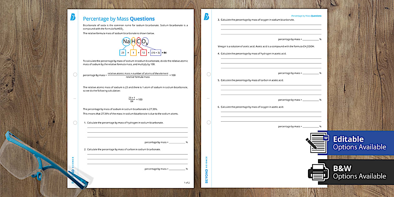 KS4 Percentage by Mass Worksheet | GCSE Chemistry | Beyond
