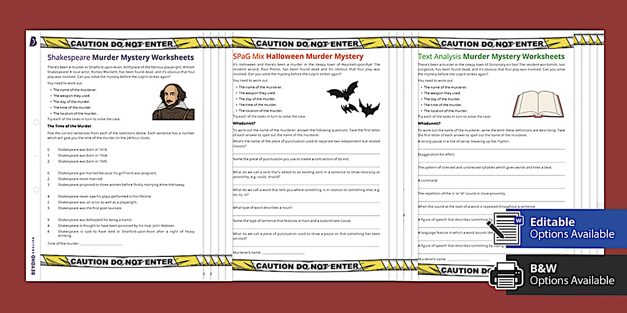 Murder Mystery Worksheets Bundle | KS3 English | Beyond