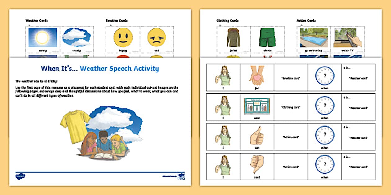 When It's ... Weather Speech Activity (teacher made)