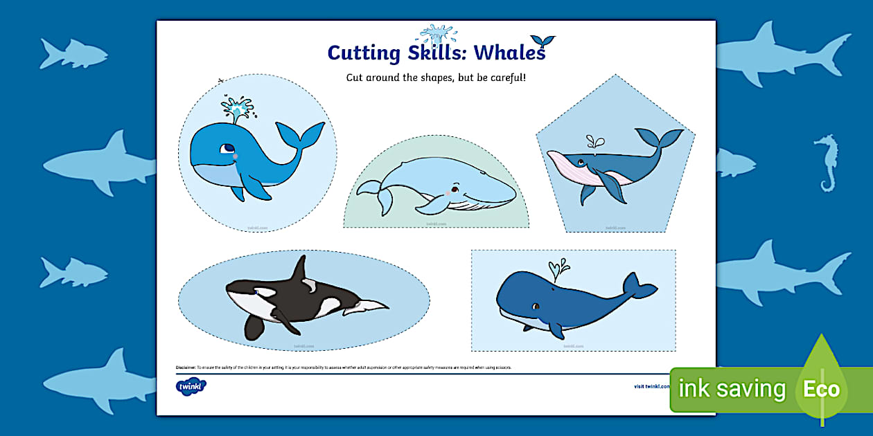 Whale Cutting Skills Activity (teacher made) - Twinkl