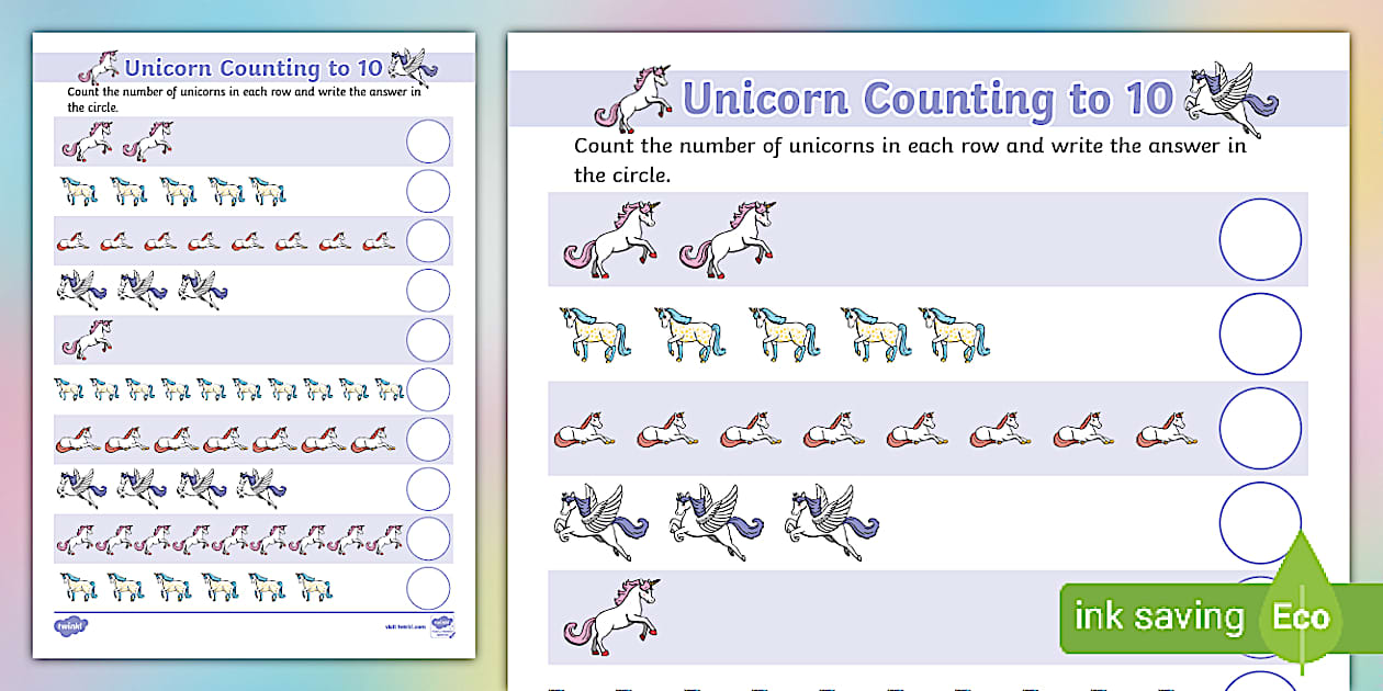 Unicorn Counting to 10 Activity Sheet (teacher made)