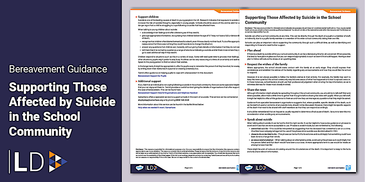 FREE! - Supporting Those Affected by Suicide in the School Community