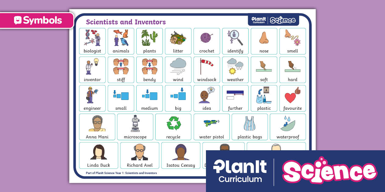 Twinkl Symbols: Scientists and Inventors: Year 1: AAC Mat