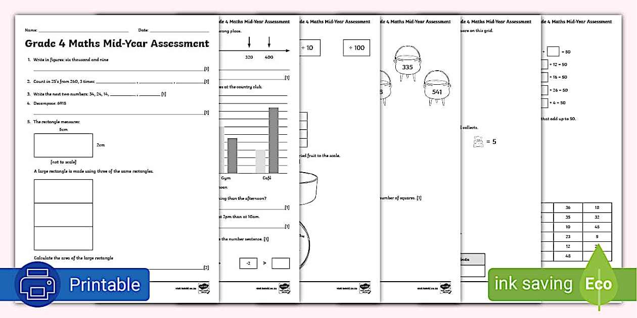 Grade 4 Maths Exam Papers Midyear Assessment - Twinkl ZA