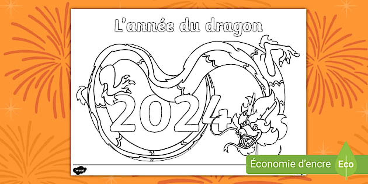 Activité de coloriage : l'année du dragon 2024 - Twinkl