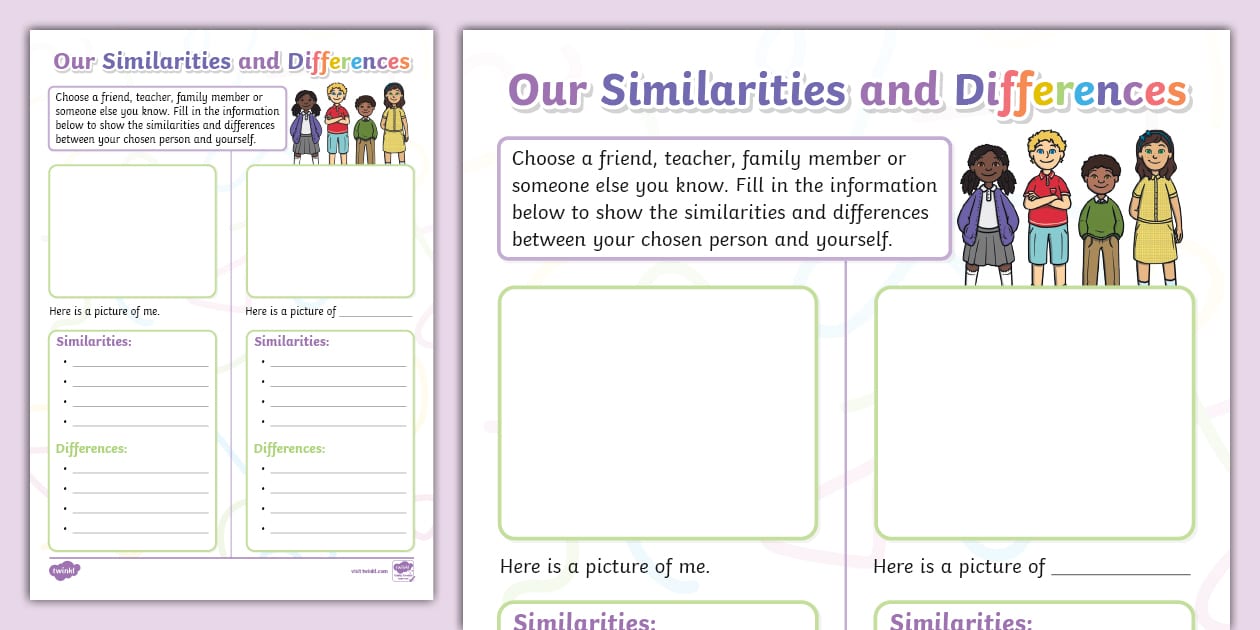 Our Similarities and Differences Activity - KS1 - Twinkl
