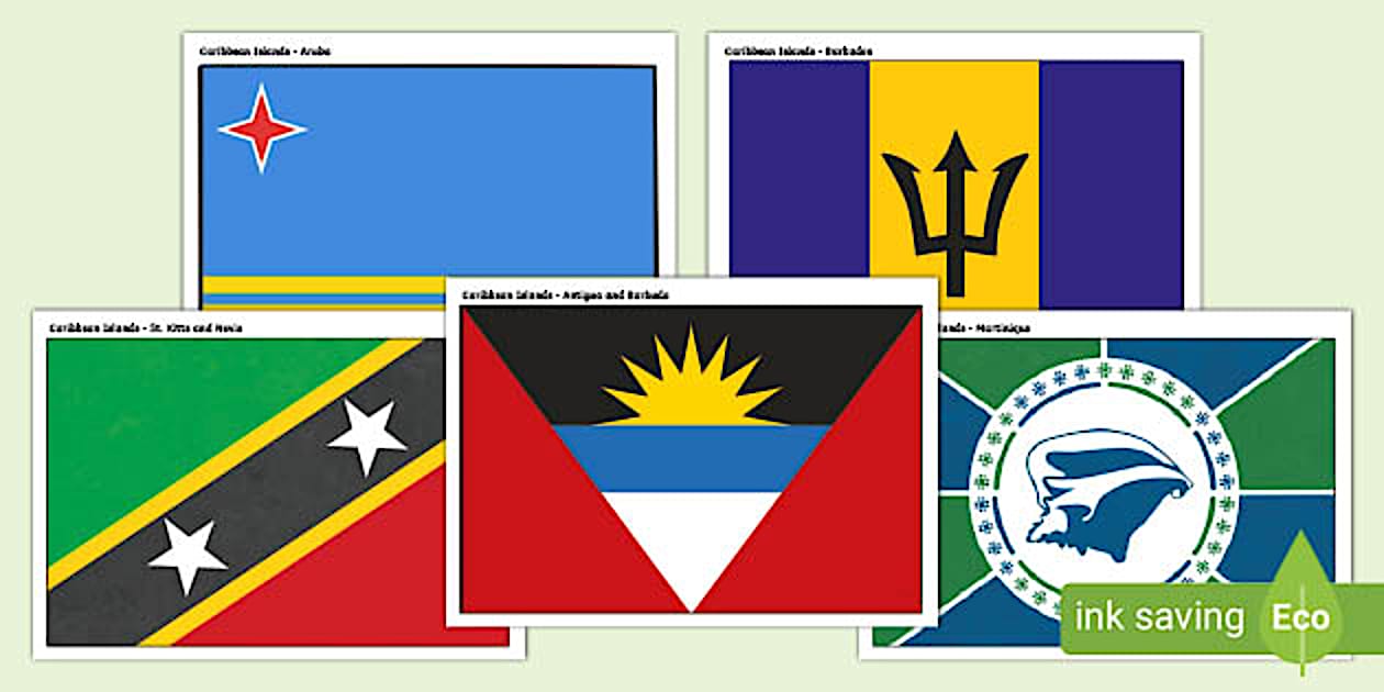 Caribbean Islands Flag Posters - Geography Display Pack